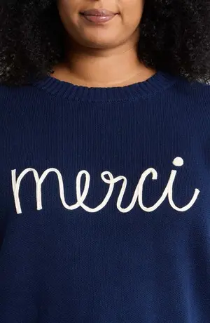 SUGARLIPS Merci Drop Shoulder Crewneck Sweater
