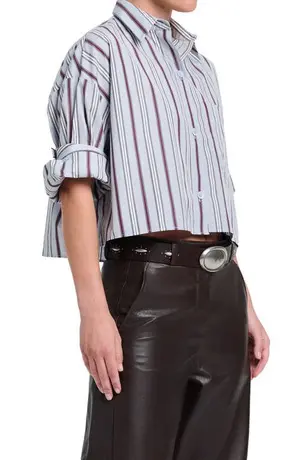 TWP Next Stripe Cropped Cotton Shirt