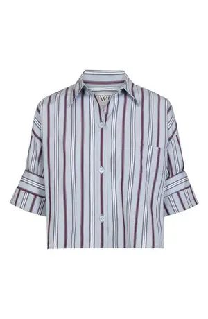 TWP Next Stripe Cropped Cotton Shirt