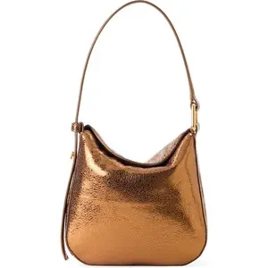Akris Mini Anna Metallic Leather Hobo Bag - Bronze/gold