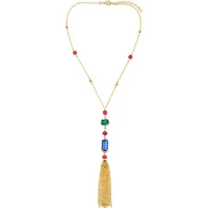 PANACEA Crystal Tassel Y-necklace