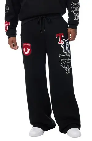 True Religion Logo Patch Baggy Sweatpants - Jet Black