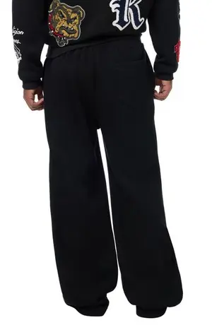 True Religion Logo Patch Baggy Sweatpants - Jet Black