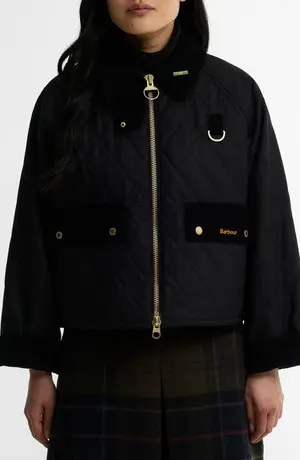 Barbour Spey Quilted Waxed Cotton Jacket - Black/classic