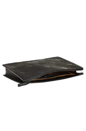 Mcm Maxi Aren Embossed Leather Wristlet Pouch