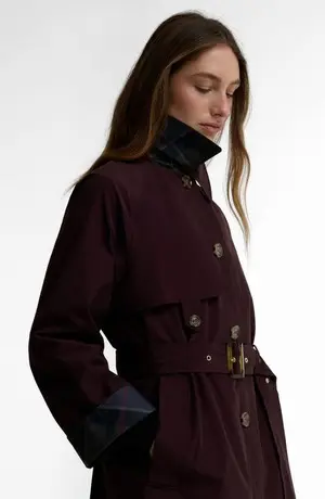 Barbour Antonella Showerproof Belted Coat - Fig/shadow Classic