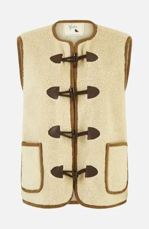 YUMI Faux Leather Button Detail Gilet