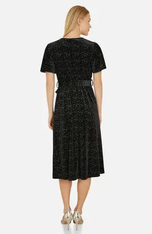 YUMI Velvet Sparkle Wrap Midi Dress