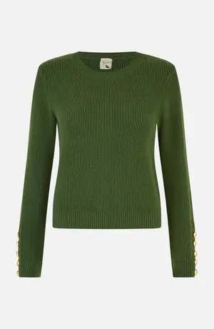 YUMI Button Detail Ribbed Jumper