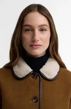 Barbour Penny Corduroy Jacket With Faux Shearling Trim