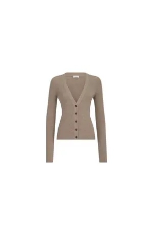 Brunello Cucinelli Sparkling Cashmere Lightweight Ribbed Cardigan