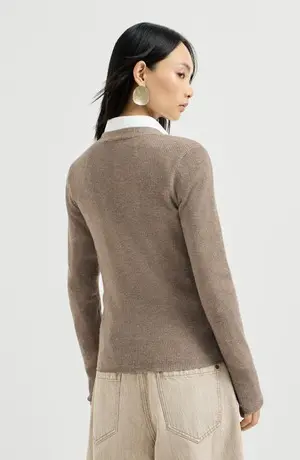 Brunello Cucinelli Sparkling Cashmere Lightweight Ribbed Cardigan