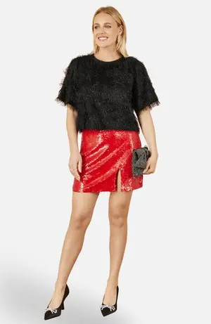 YUMI Sequin Mid Waist Mini Skirt