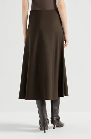 Brunello Cucinelli Comfort Virgin Wool And Viscose Twill Flute Skirt