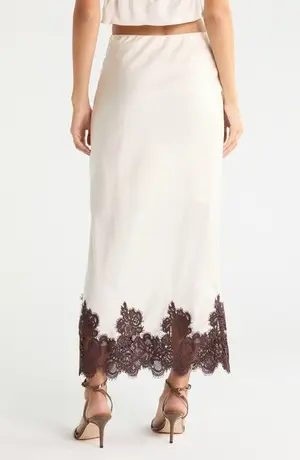 KITTENISH Lace Detail Maxi Skirt - Egret
