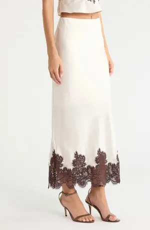 KITTENISH Lace Detail Maxi Skirt - Egret