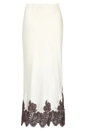 KITTENISH Lace Detail Maxi Skirt - Egret