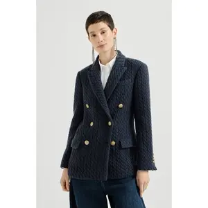 Brunello Cucinelli Cashmere Cable Knit Blazer With Monili