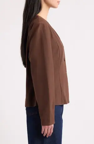 ICHI Ihkate Collarless Denim Jacket