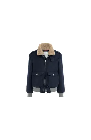 Brunello Cucinelli Bonded Cashmere Beaver Cloth Bomber Jacket With Thermore® Padding And Detachable Shearling Collar