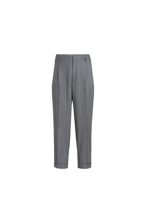Brunello Cucinelli Virgin Wool Chalk Stripe Trousers With Double Pleats - Medium Grey