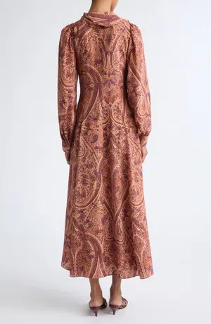 Ulla Johnson Sabrina Silk Paisley Print Midi Dress