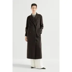 Brunello Cucinelli Hand-crafted Coat In Cashmere Double Beaver Cloth With Monili