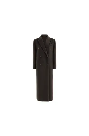 Brunello Cucinelli Hand-crafted Coat In Cashmere Double Beaver Cloth With Monili