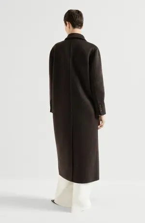 Brunello Cucinelli Hand-crafted Coat In Cashmere Double Beaver Cloth With Monili
