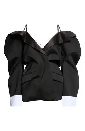 Givenchy Slashed Cold Shoulder Wool Jacket