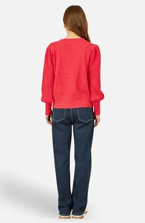 YUMI Knitted Balloon Sleeve Textu Jumper