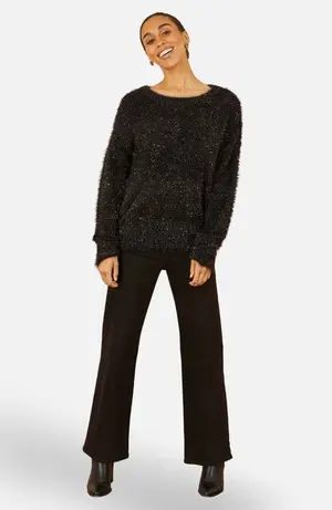 YUMI Metallic Fluffy Eyelash Relaxed Jumper