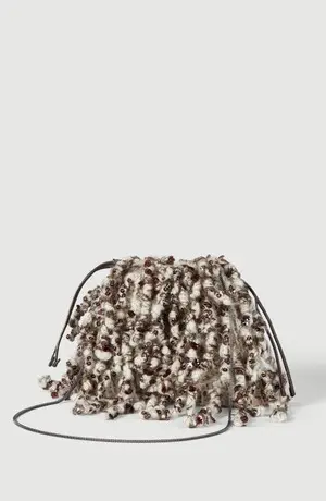 Brunello Cucinelli Pouch Bag With Twisted Embroidery And Precious Chain
