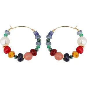 PANACEA Stone Hoop Earrings - Multi