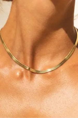 ATOLEA Kauai Herringbone Choker Necklace - Gold