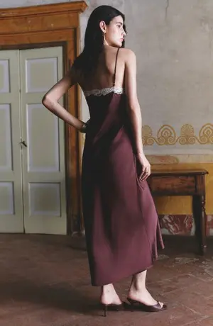Mango Lace Trimmed V-neck Slipdress
