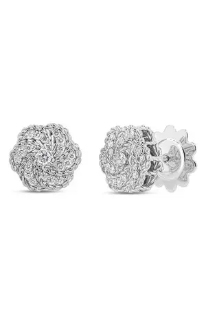 Roberto Coin 18k Gold Diamond Stud Earrings - White
