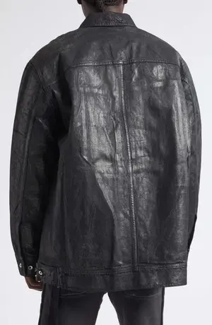 Rick Owens Jumbo Worker Coated Denim Jacket