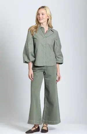 APNY Godet Wide Leg Jeans - Olive