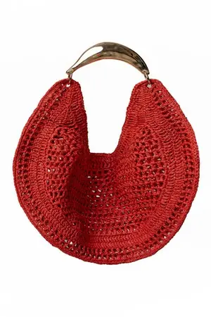 JLUXLABEL Woven Crescent Bag - Red