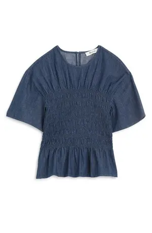 Madewell Smocked Denim Top