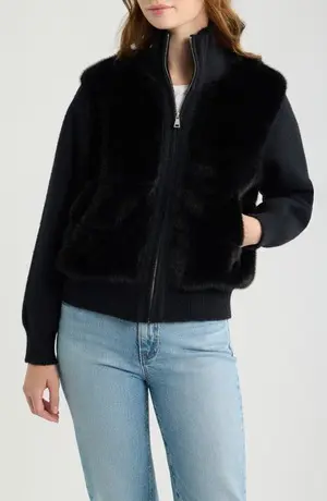 Love Token Celia Faux Fur Jacket - Black