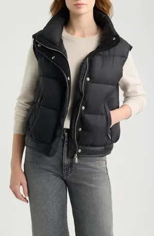 Love Token Lisa Faux Leather Trim Puffer Vest