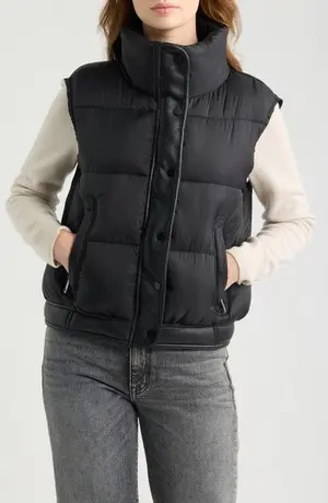 Love Token Lisa Faux Leather Trim Puffer Vest