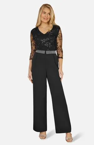 YUMI Diamante Waistband Wide Leg Trousers