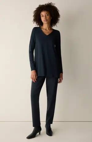 Eileen Fisher Long Sleeve V-neck Tunic Top
