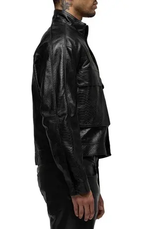 Hudson Jeans Python Embossed Leather Jacket