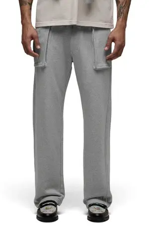 Hudson Jeans Straight Leg French Terry Pants - Heathered Grey