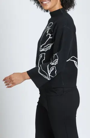 APNY Contrast Floral Pullover Sweater