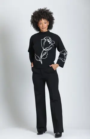 APNY Contrast Floral Pullover Sweater